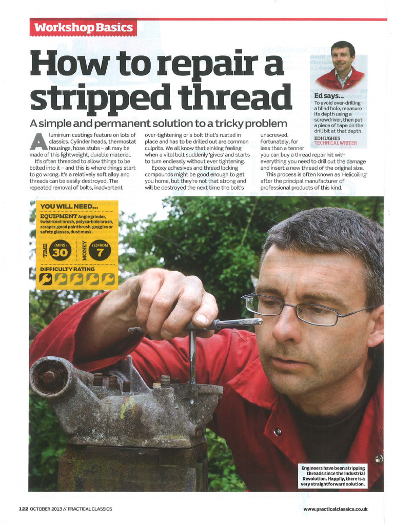 How To Repair A Stripped Thread (Helicoil) | PDF