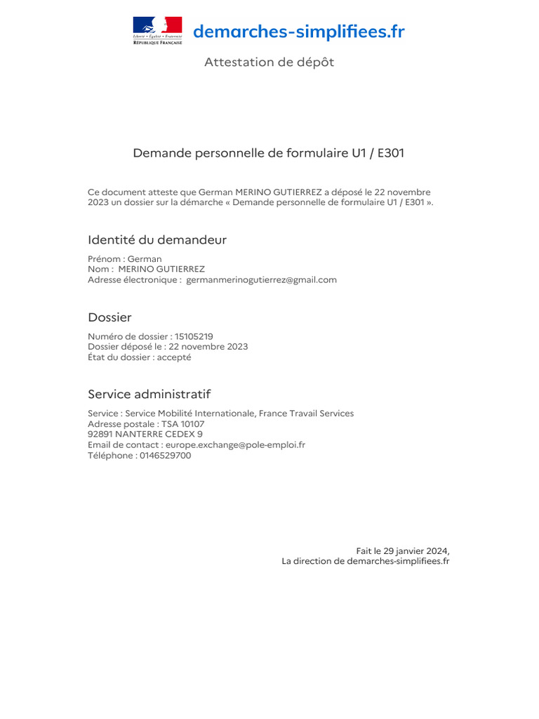 Attestation de Depot | PDF