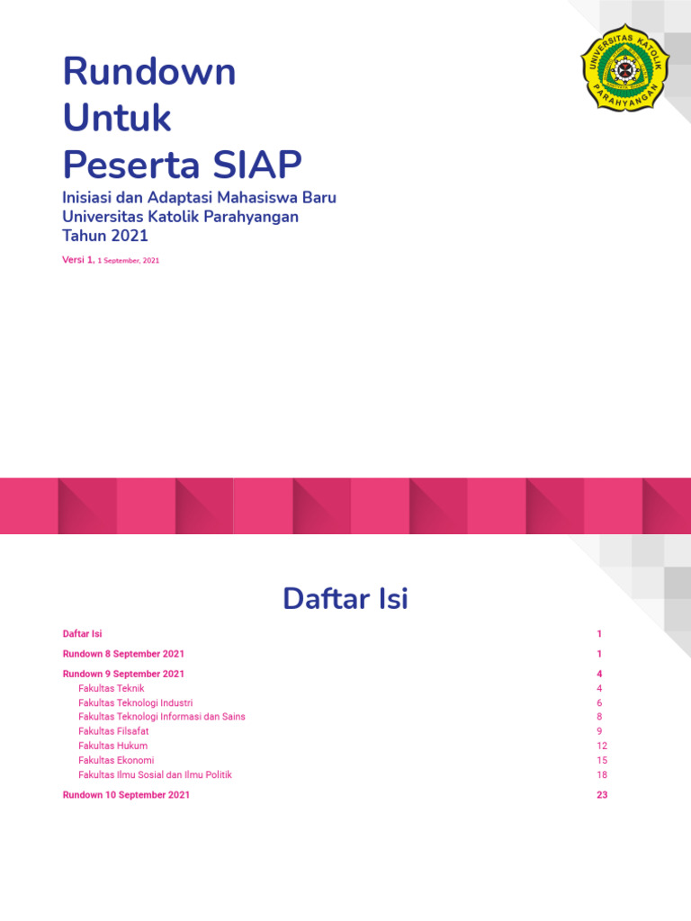 1 - Rundown Untuk Peserta SIAP | PDF