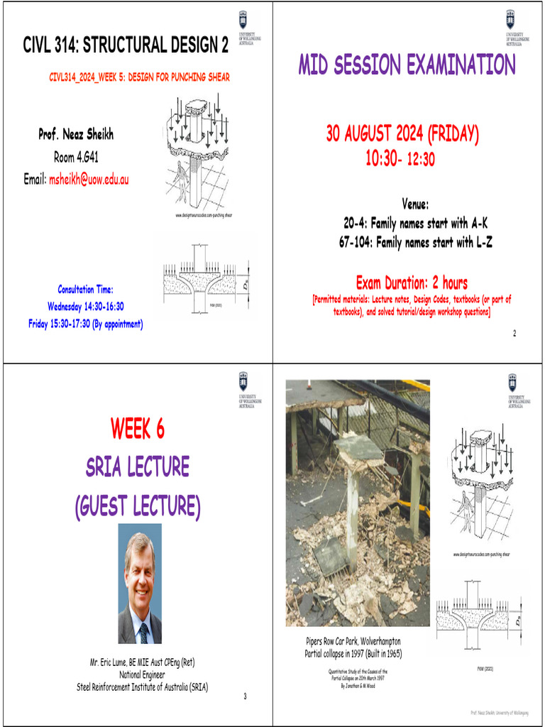 CIVL 314 - 2024 - Week 5 - Design For Punching Shear - S4 | PDF