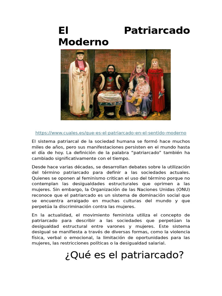 El Patriarcado Moderno | PDF