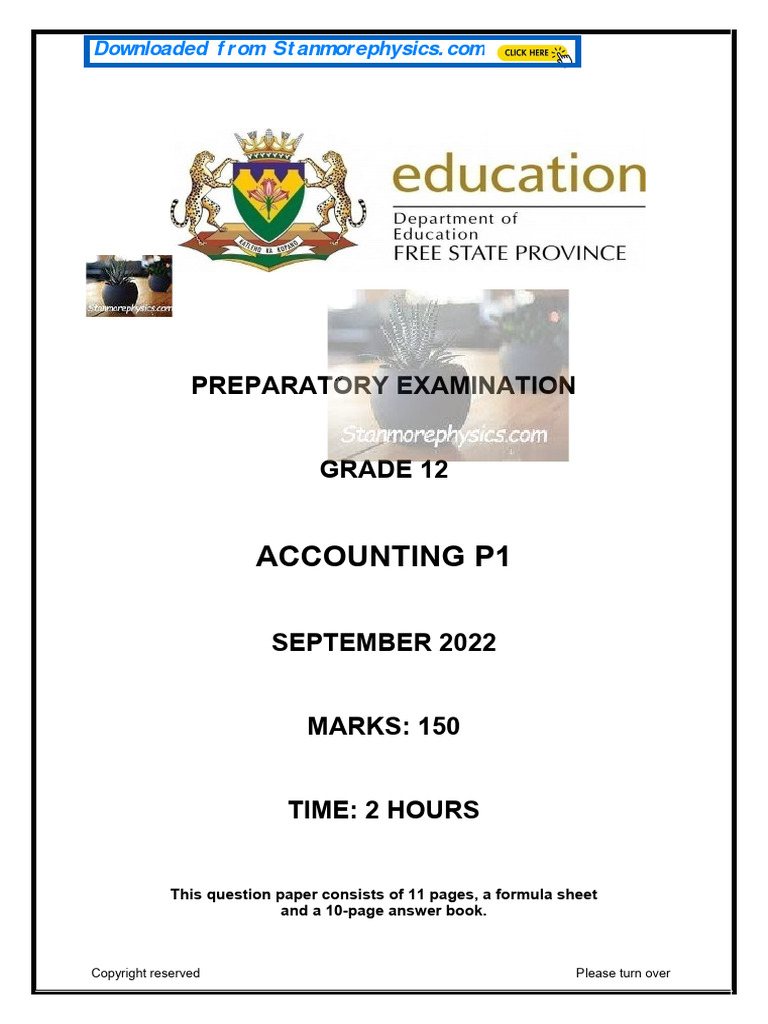 FS Accounting Grade 12 SEPT 2022 P1 and Memo | PDF | Dividend | Finance ...