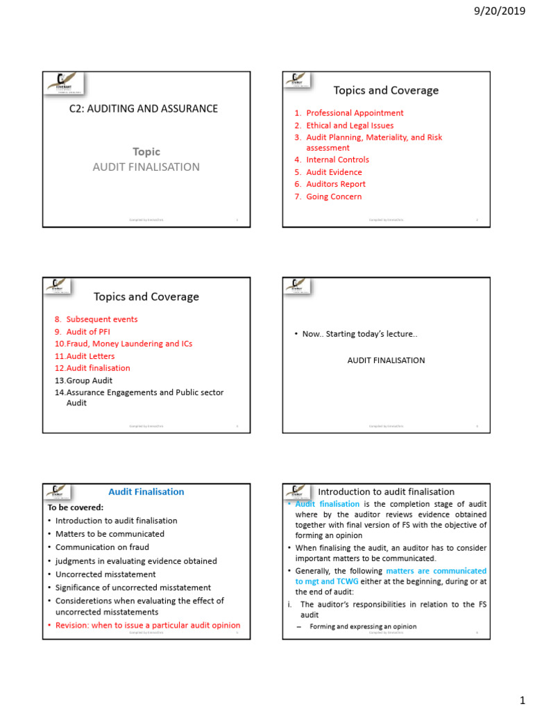 Audit Finalization Handout | PDF