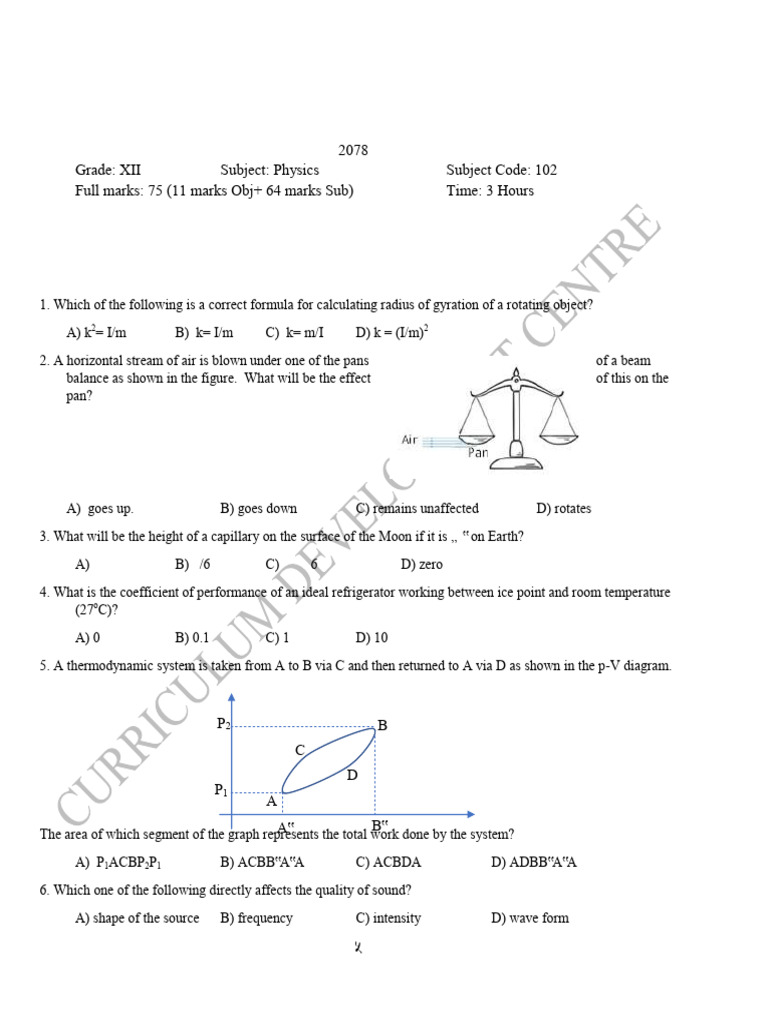102-Physics-Class-12 Model Question | PDF