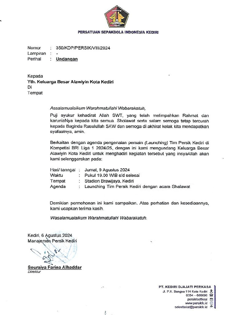 Undangan Keluarga Besar Alawiyin Kota Kediri - Signed-1 | PDF