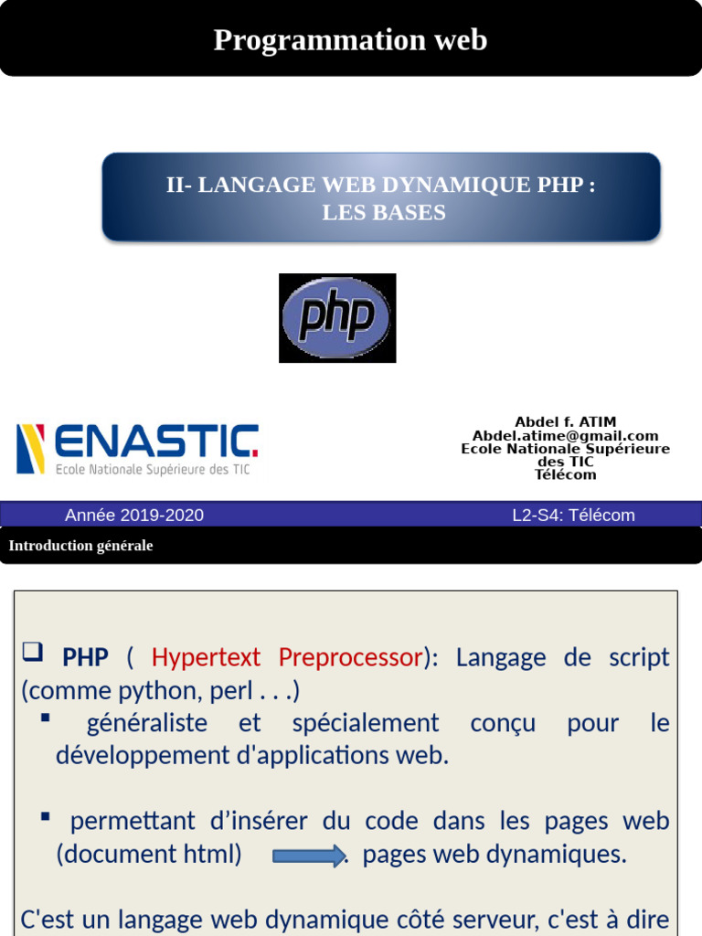 Programmation Web8 PHP Les Bases | PDF