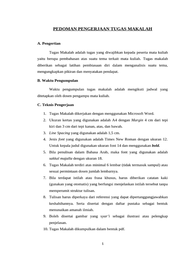 Pedoman Tugas Makalah STIQUBA | PDF