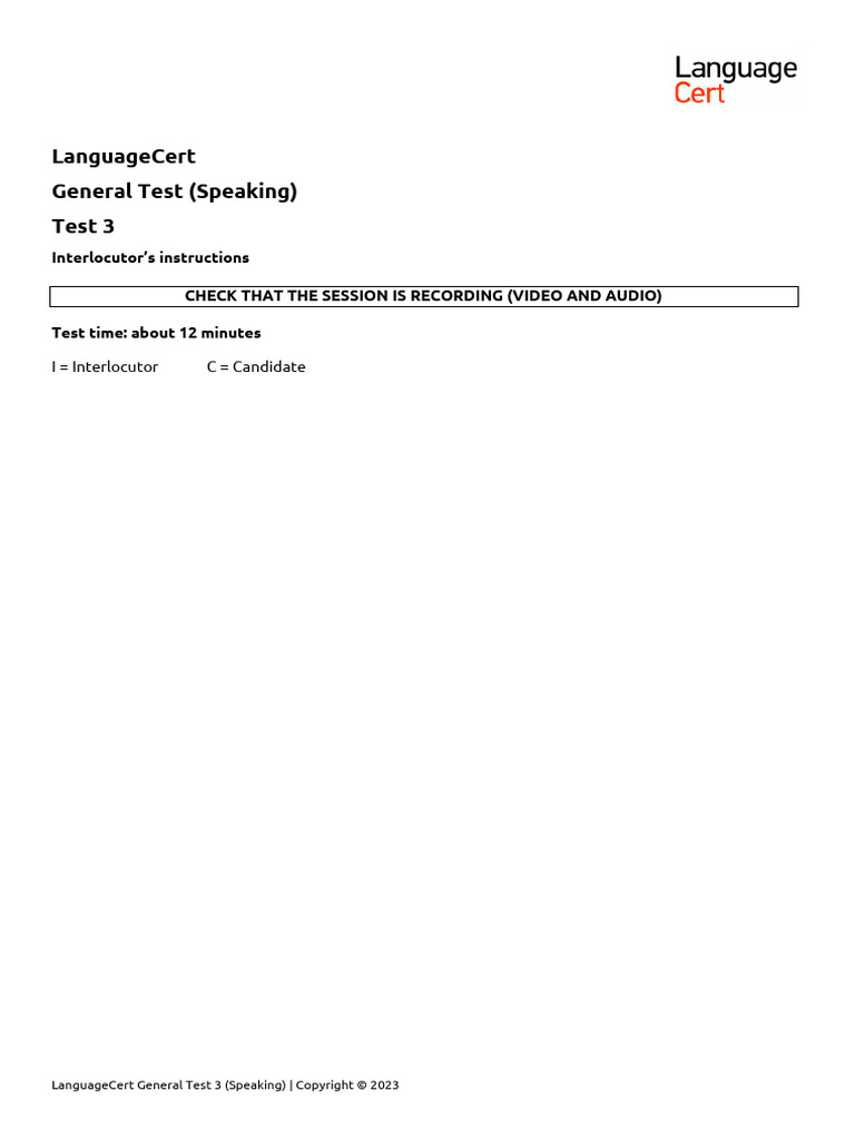 LC General Test 3 - Exam Paper (S) | PDF