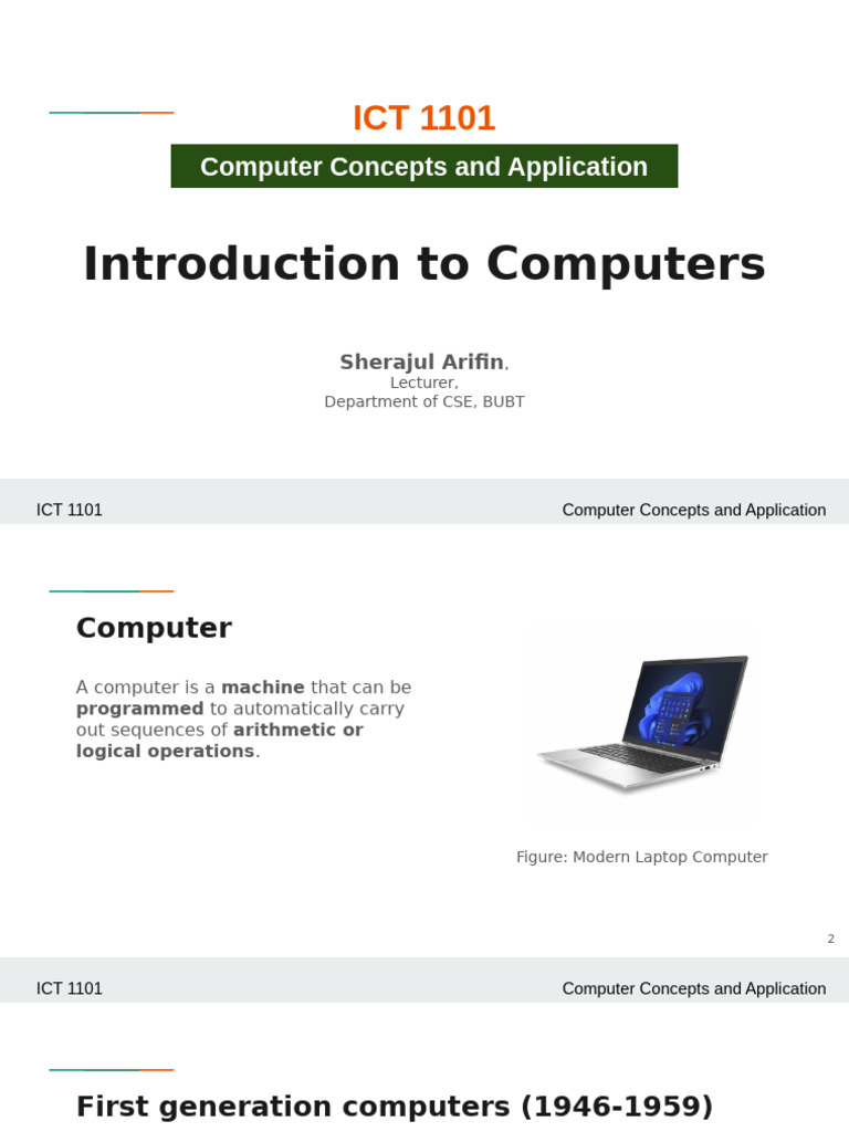 ICT 1101 - Lecture 1 | PDF