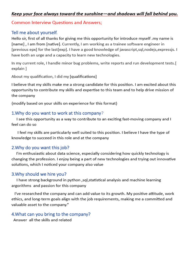 20+ Common Interview | PDF