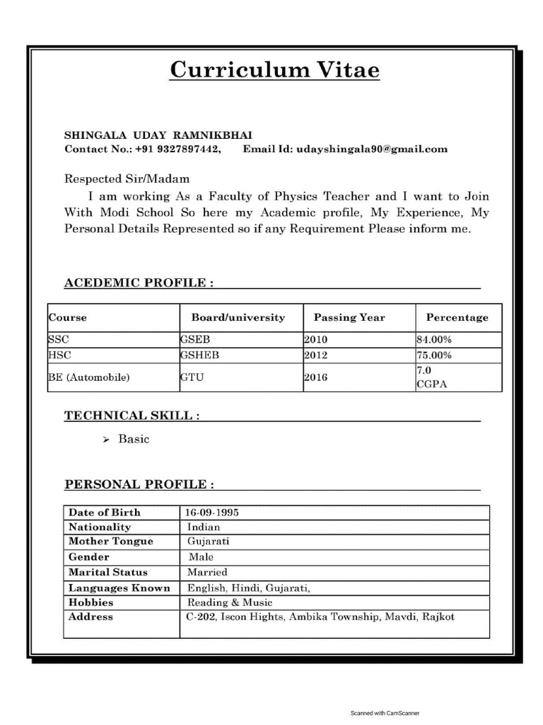 Resume Physics | PDF