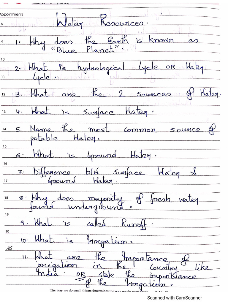 Water Resources - Questions N Markings | PDF