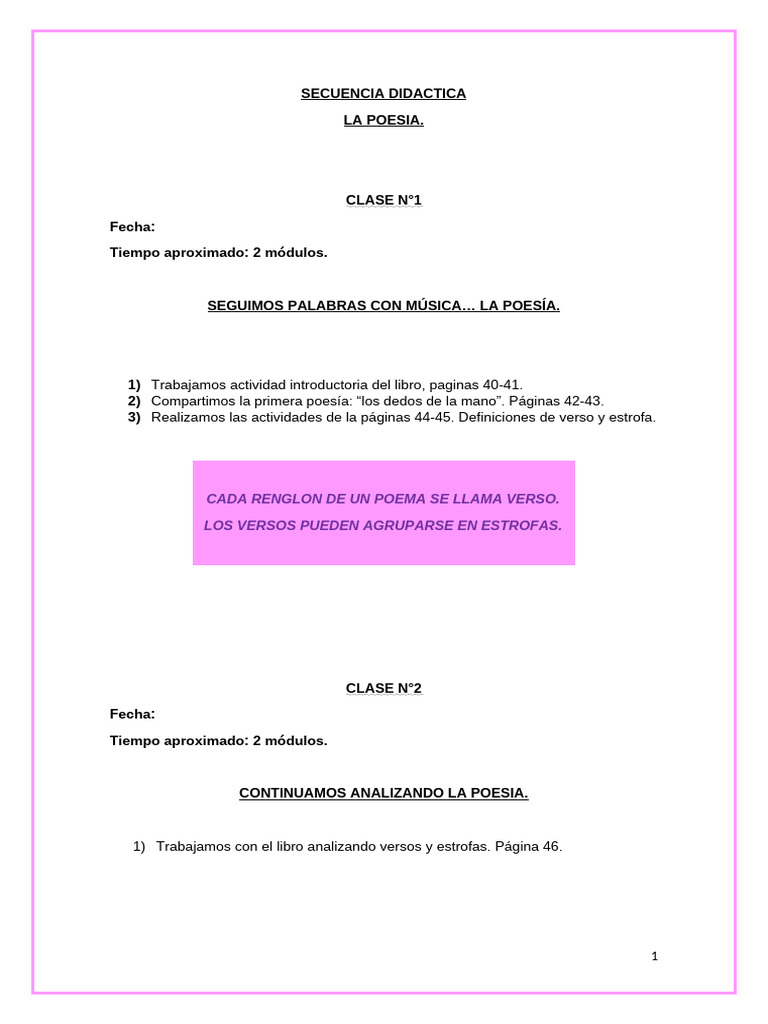 Secuencia Didactica La Poesia | PDF