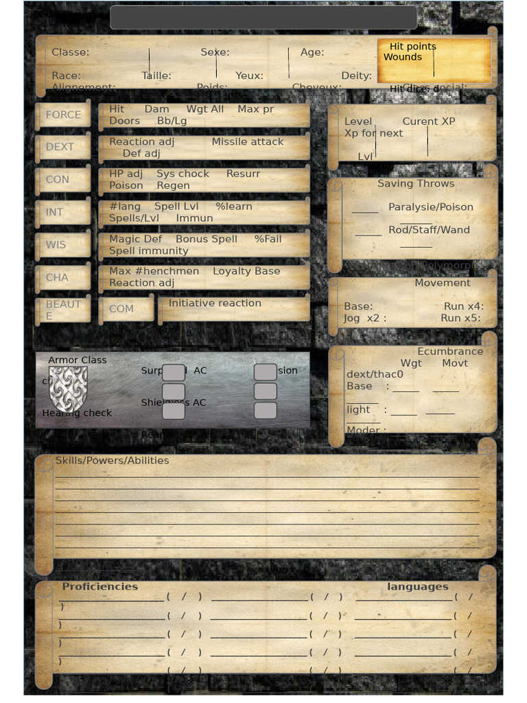 Character Sheet Vierge | PDF