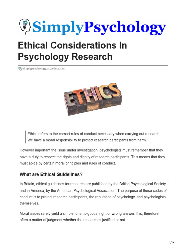 Ethical Considerations in Psychology Research | PDF | Informed Consent ...