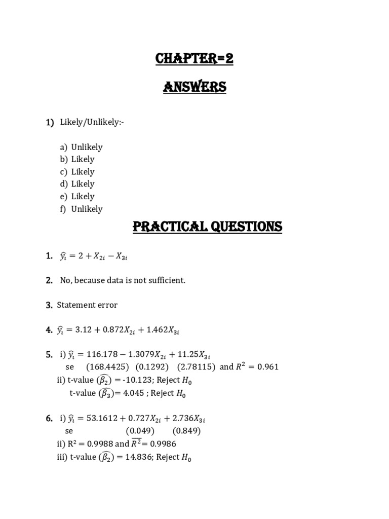 Chapter 2 Econometrix Answers | PDF