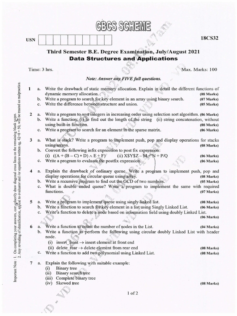 Data Structures 18CS32 | PDF
