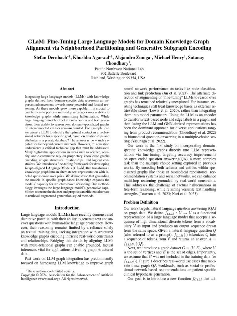 GLaM - Fine-Tuning Large Language Models For Domain Knowledge Graph | PDF
