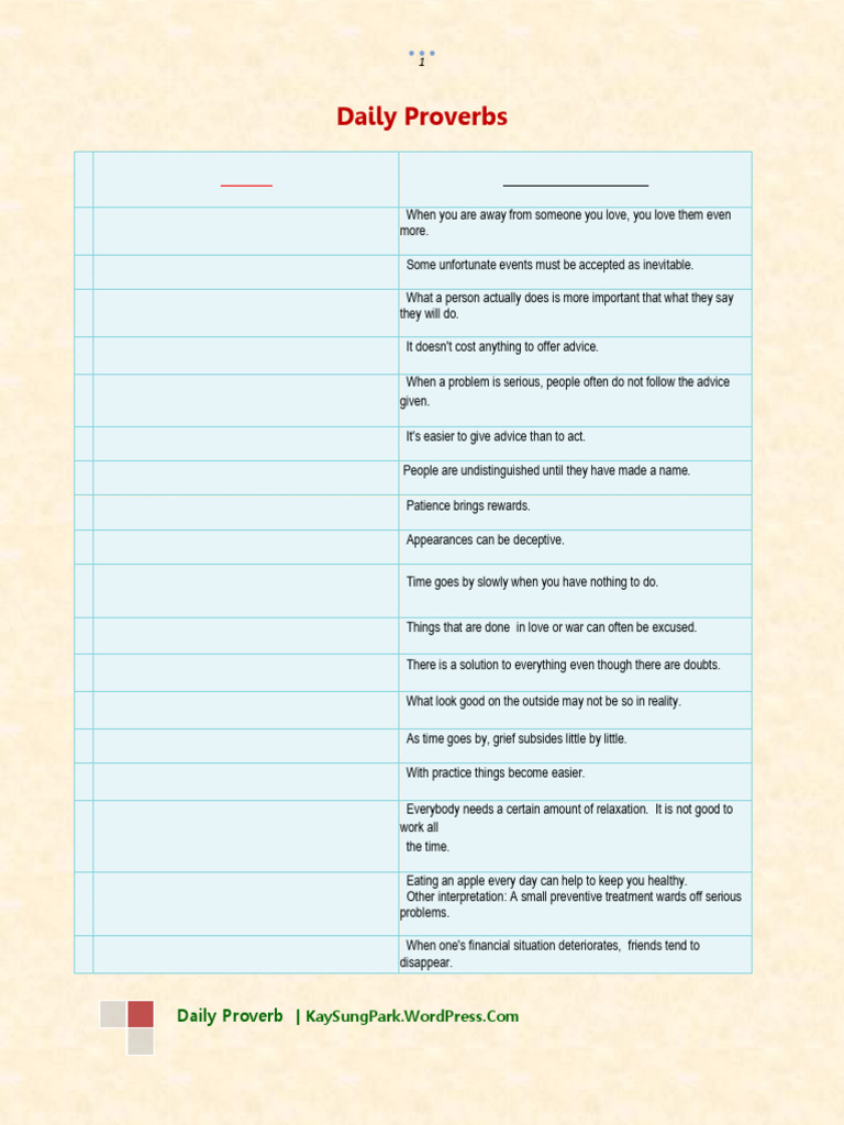 Daily Proverbs | PDF