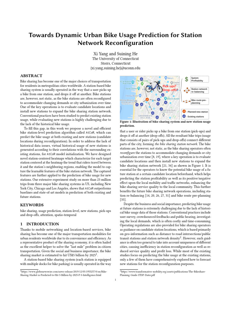 Towards Dynamic Urban Bike Usage Prediction For Station Network Reconfiguration | PDF