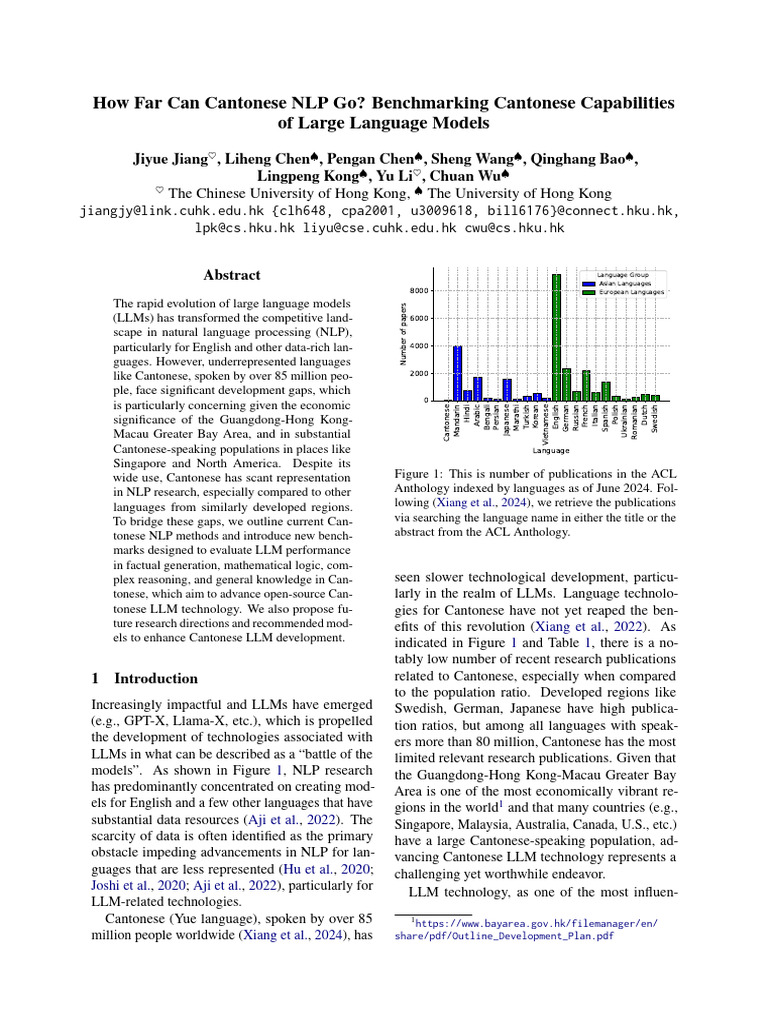 How Far Can Cantonese NLP Go? Benchmarking Cantonese Capabilities of ...