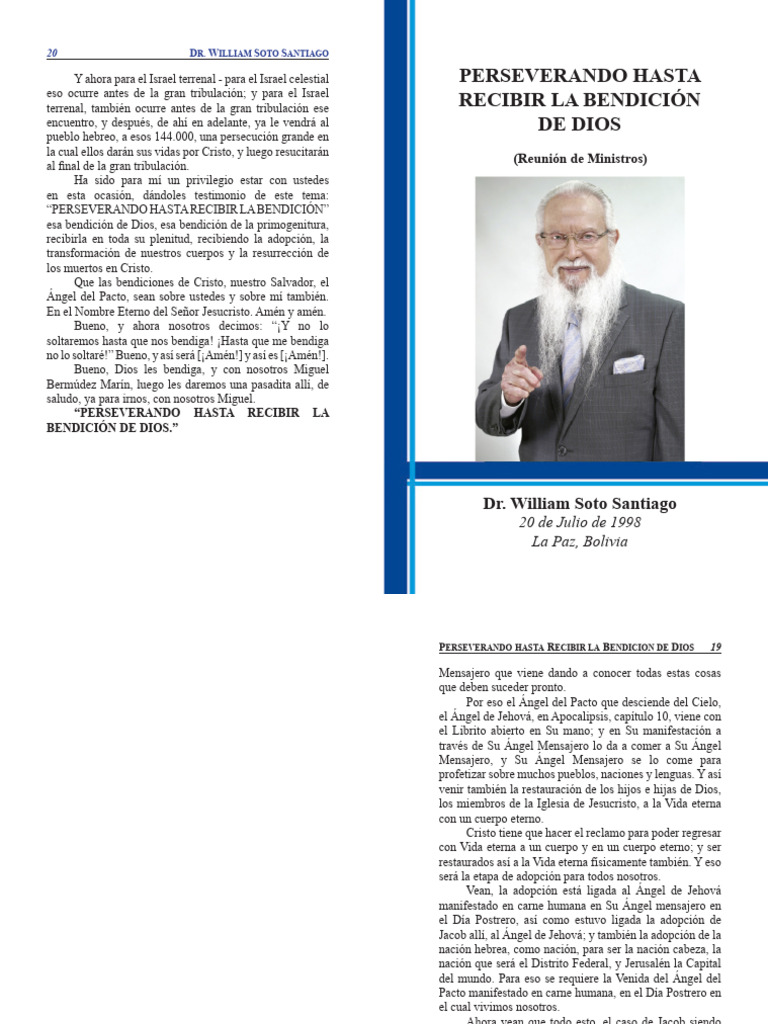 1998 07 20 RM Perseverando Hasta Recibir La Bendicion de Dios BOOK | PDF