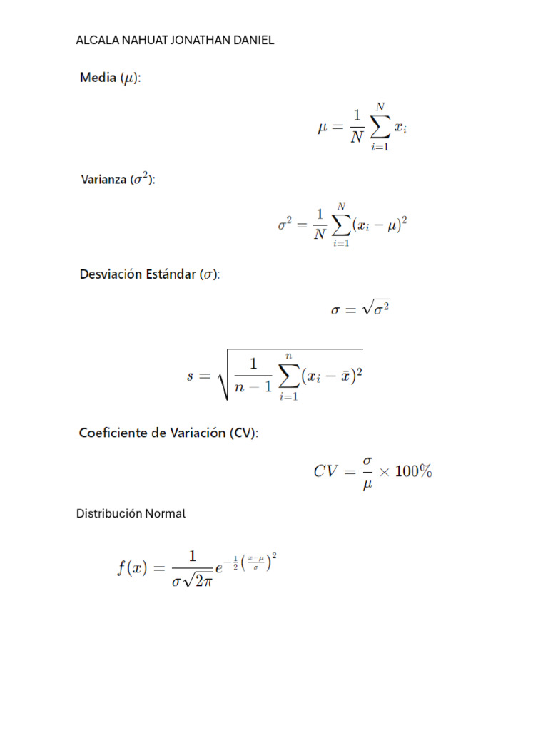 Formulario Probabilidad y Estadistica | PDF
