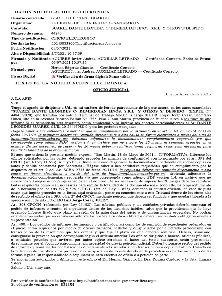 Oficio A La Afip | PDF