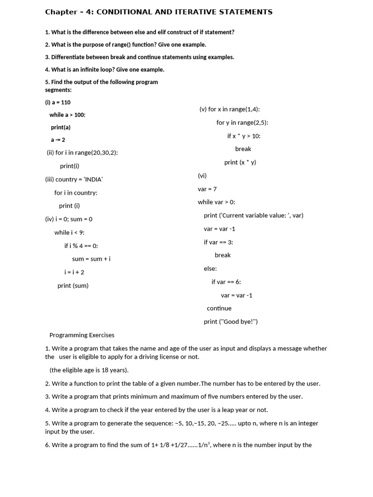 Control Flow Assignment | PDF