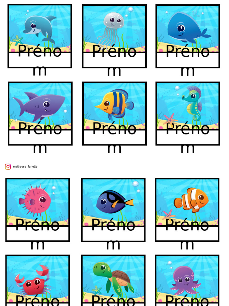 Etiquettes Portemanteaux Animaux Marins | PDF