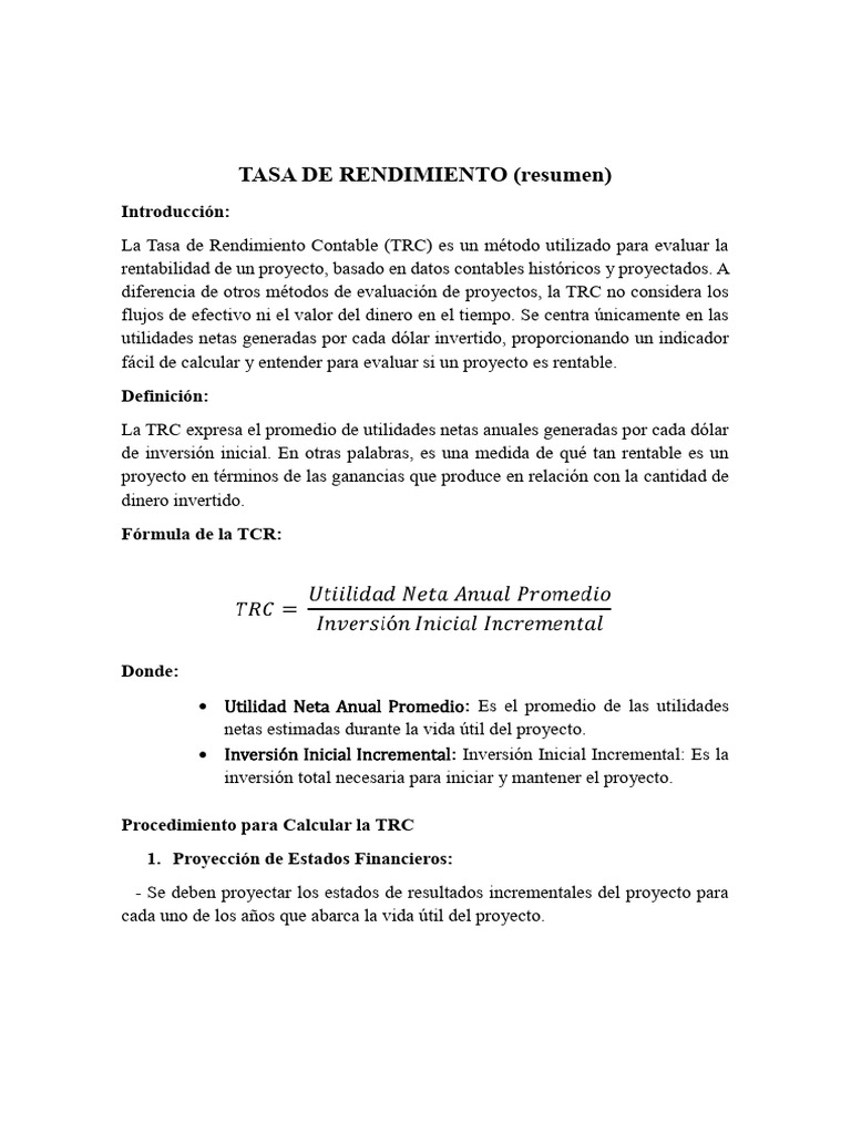 Tasa de Rendimiento | PDF