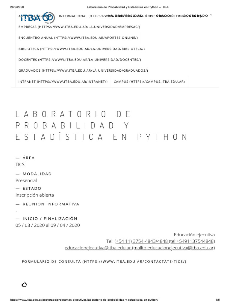 Laboratorio de Probabilidad y Estadística en Python - ITBA | PDF