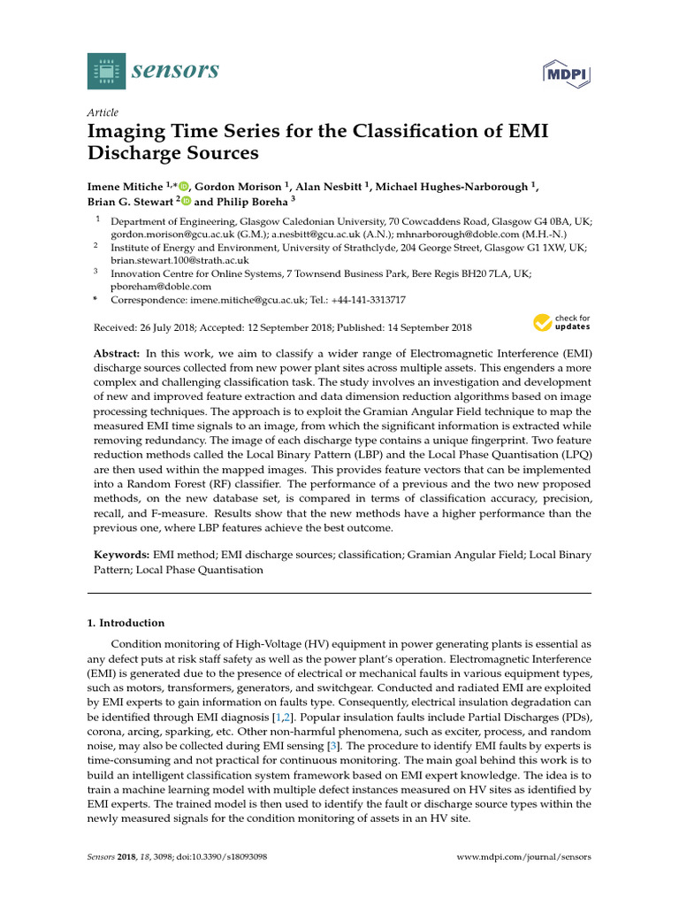 Imaging Time Series For The Classification Of Emi Pdf