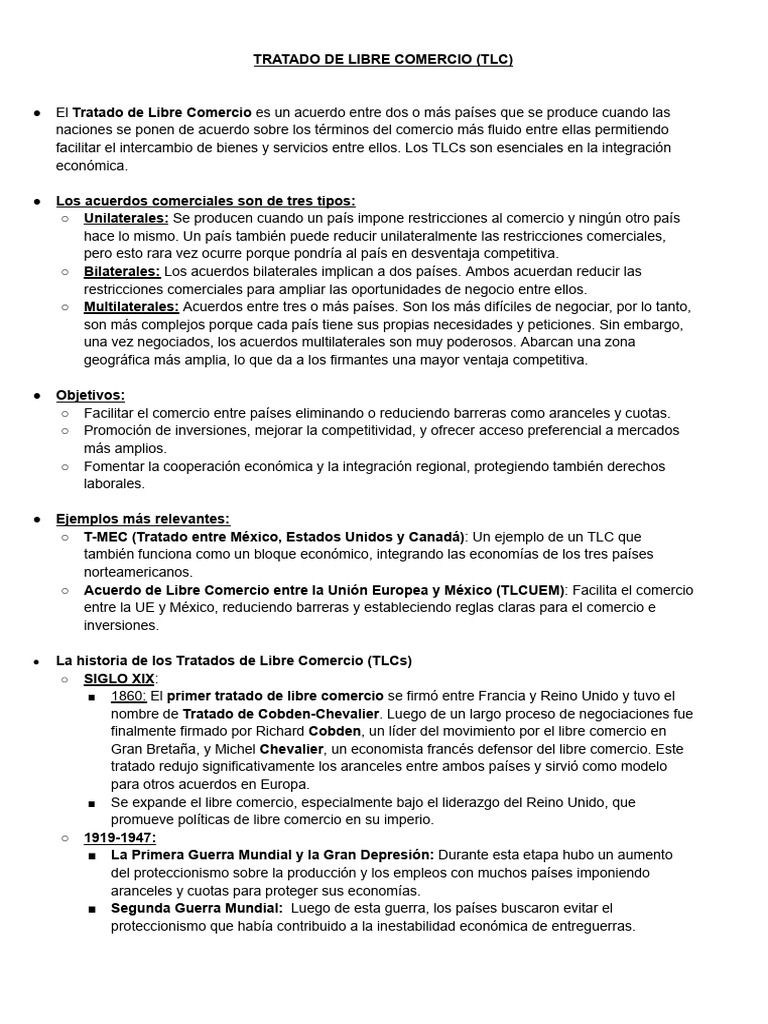 Tratado de Libre Comercio (TLC) | PDF