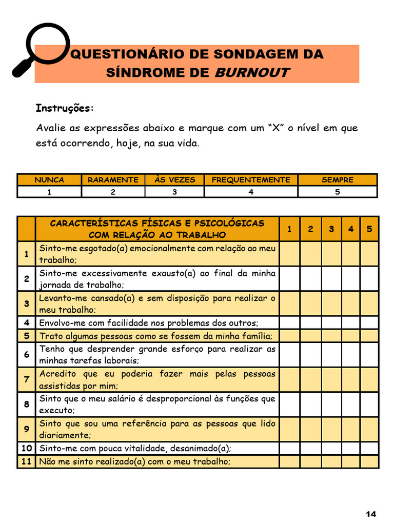 INVENTÁRIO Síndrome de Burnout | PDF
