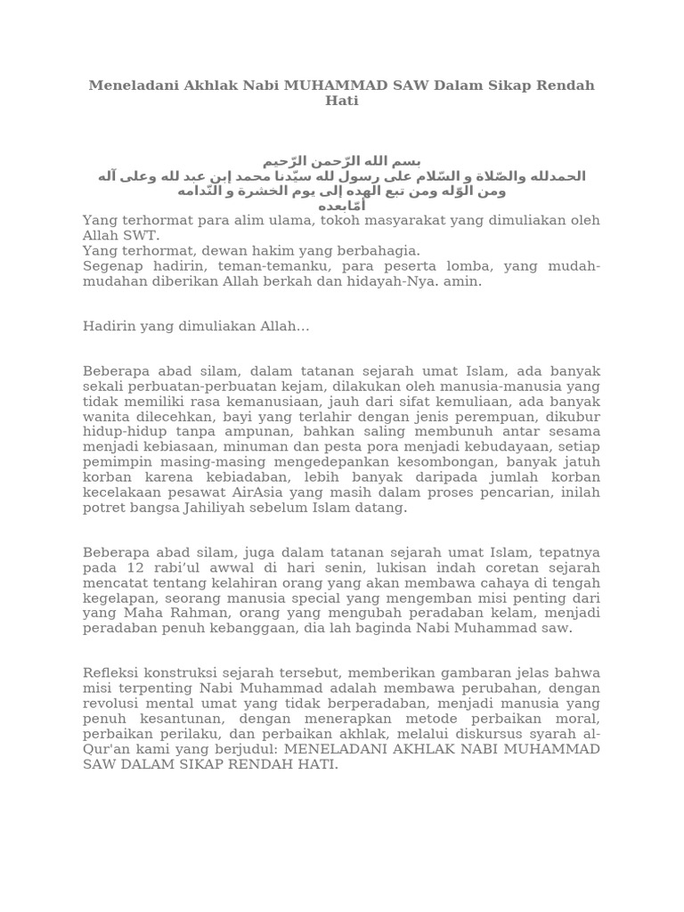 Meneladani Akhlak Nabi Muhammad SAW | PDF