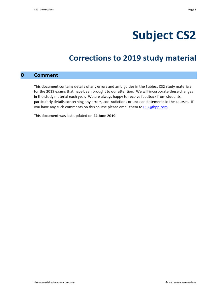 CS2 Corrections 2019 | PDF