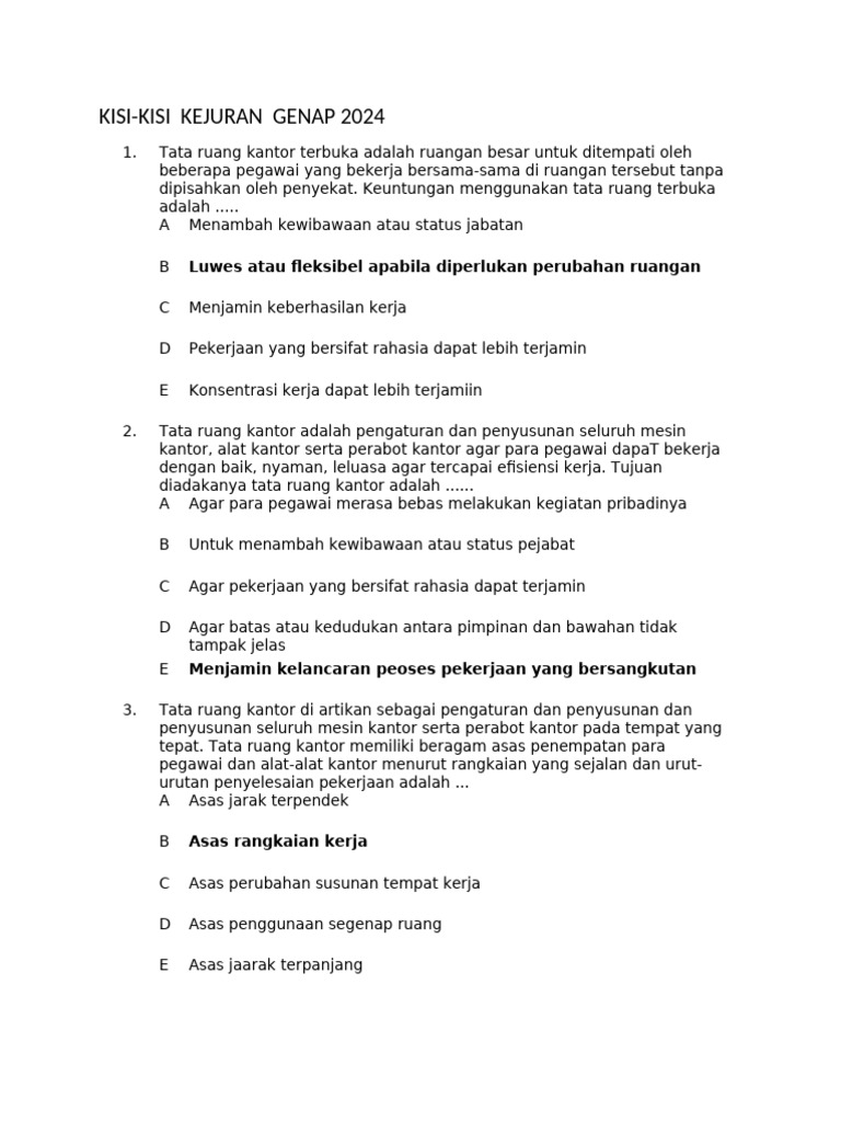 Kisi-Kisi Soal Kejuruan Xi MP | PDF