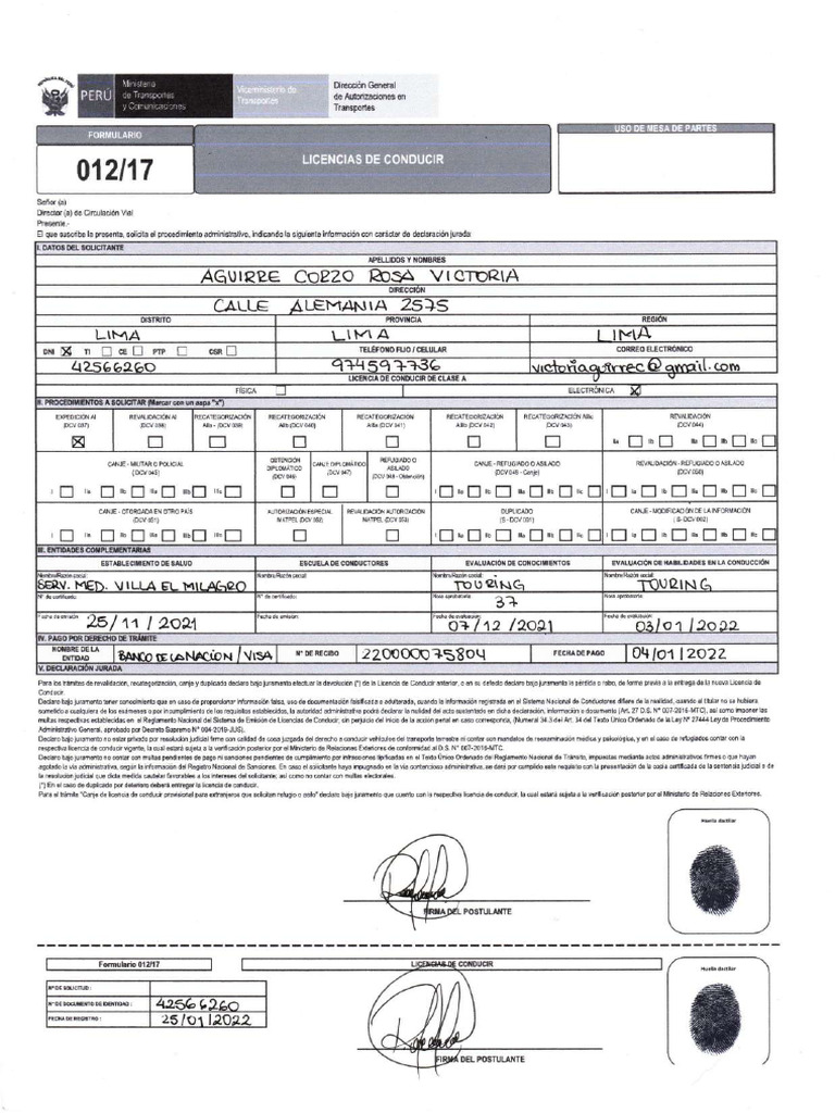 Formulario 01217 | PDF