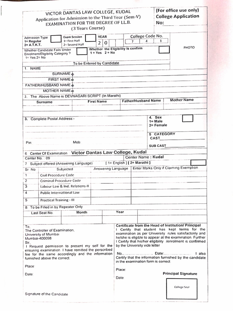 Exam Form 3 LLB | PDF