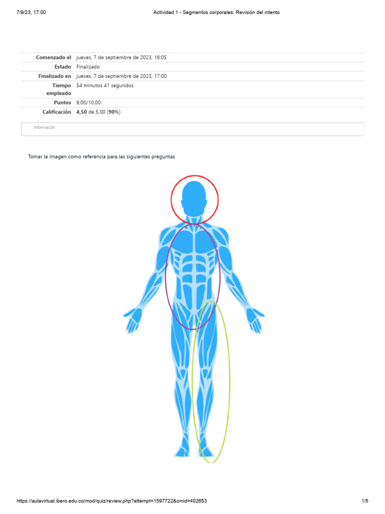 Actividad 1 - Segmentos Corporales - Revisión Del Intento | PDF