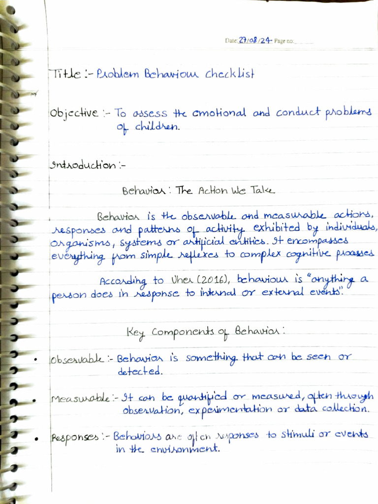 Problem Behaviour Check List Final | PDF