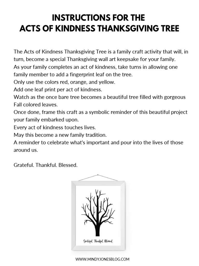 Thanksgiving Acts of Kindness Craft | PDF