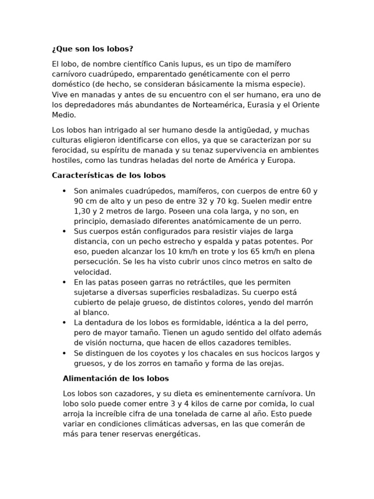 Informacion de Los Lobos | PDF