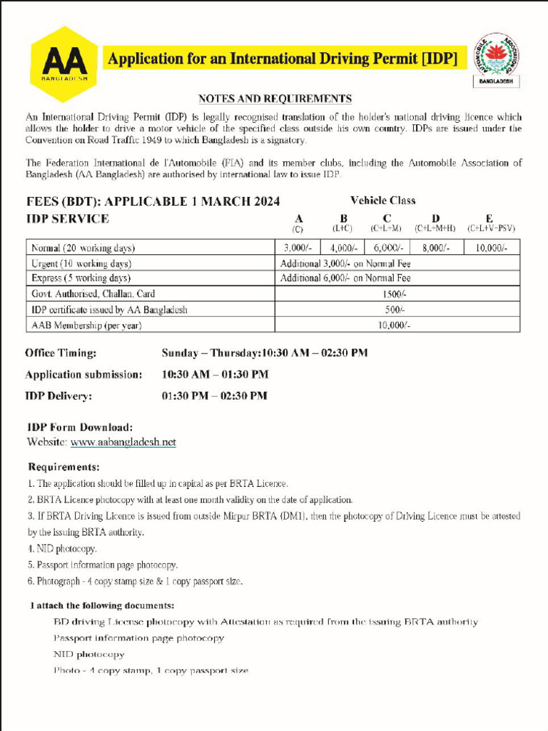 International Driving Licence From | PDF