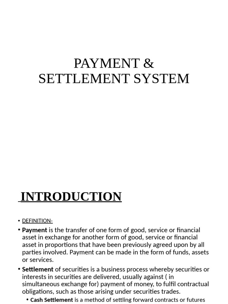 Settlementsystem | PDF