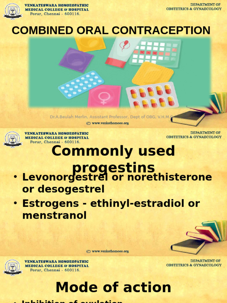 Combined Oral Contraception: Dr.A.Beulah Merlin, Assistant Professor ...