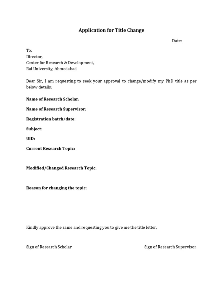 Title Change Application | PDF