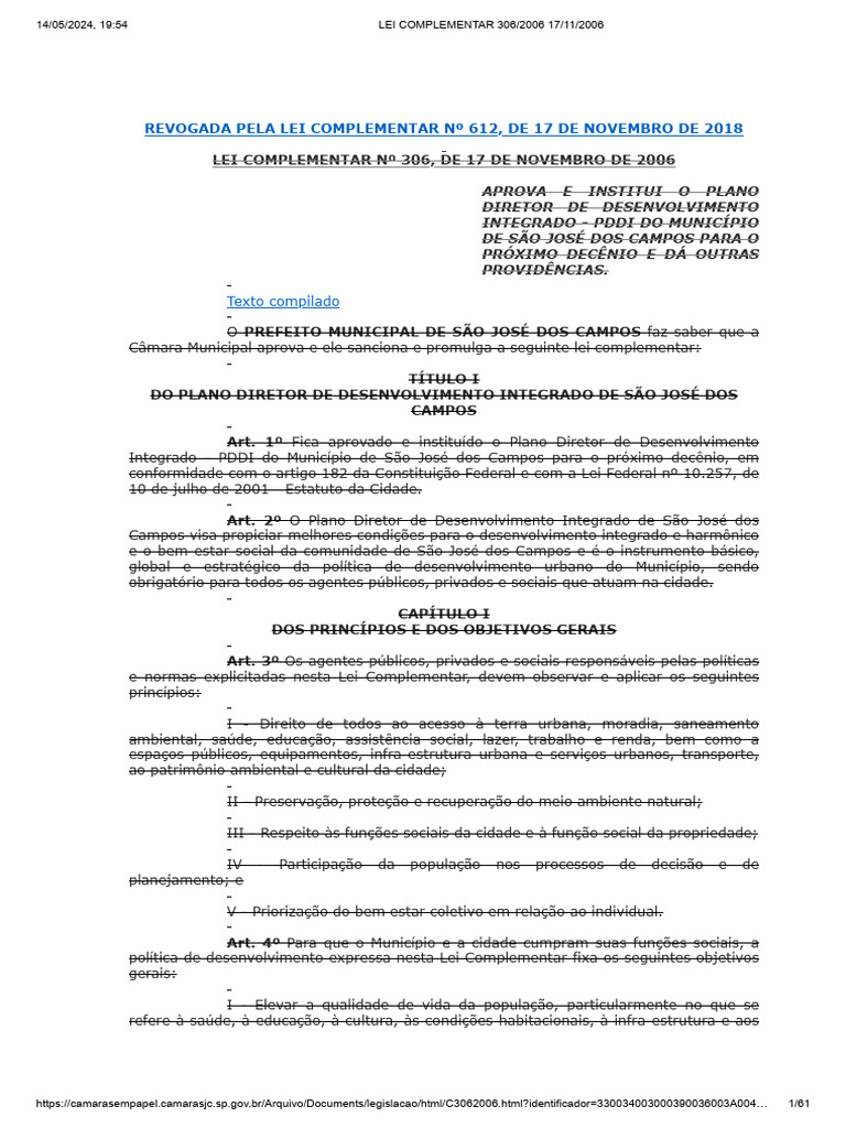 Lei Complementar 306 - 2006 17 - 11 - 2006 | PDF