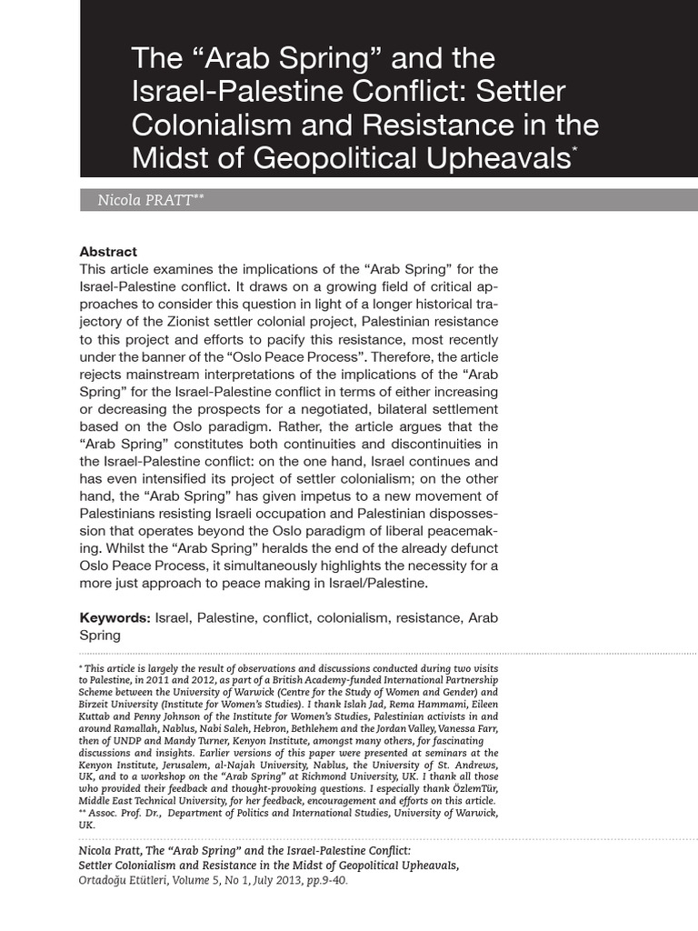 The Arab Spring and The Israel Palestine | PDF